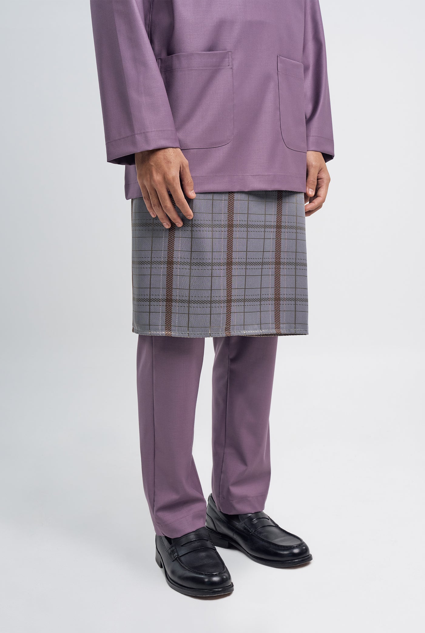 Patawali Classic Fit Baju Melayu Teluk Belanga - Dusty Lilac