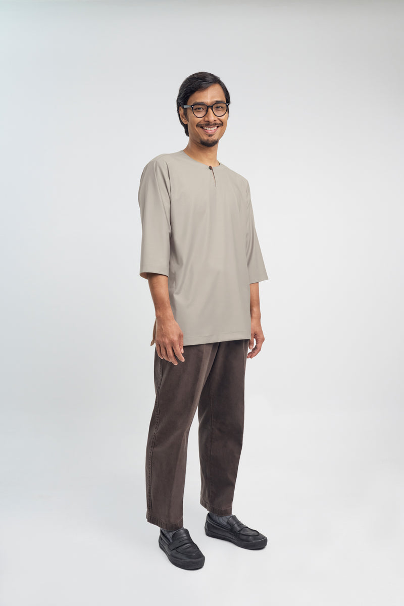 Patawali Three Quarter Sleeve Top - Light Khaki