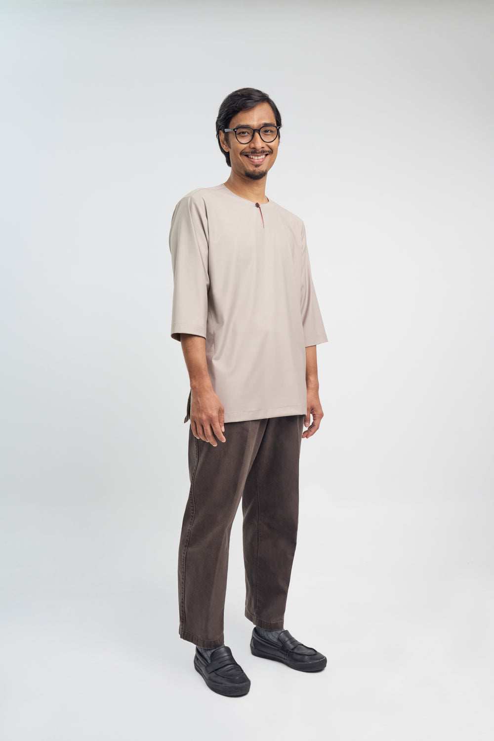 Patawali Three Quarter Sleeve Top - Light Taupe