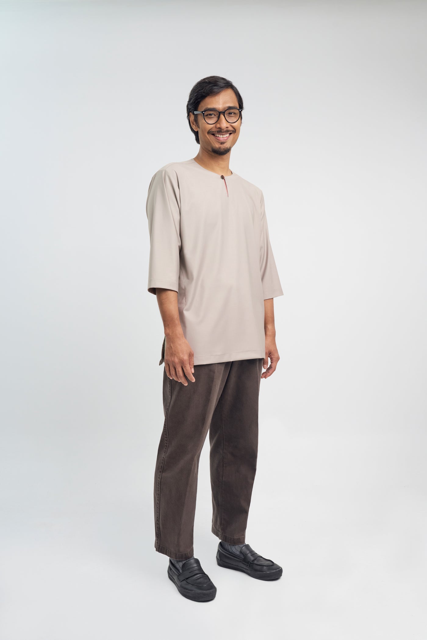 Patawali Three Quarter Sleeve Top - Light Taupe